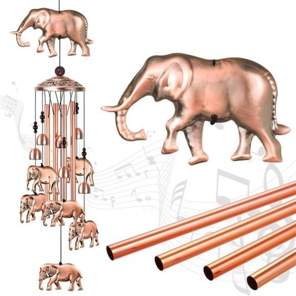 Accents | Elephant Wind Chimes Outdoor Garden Decor With 7 Elephant ...